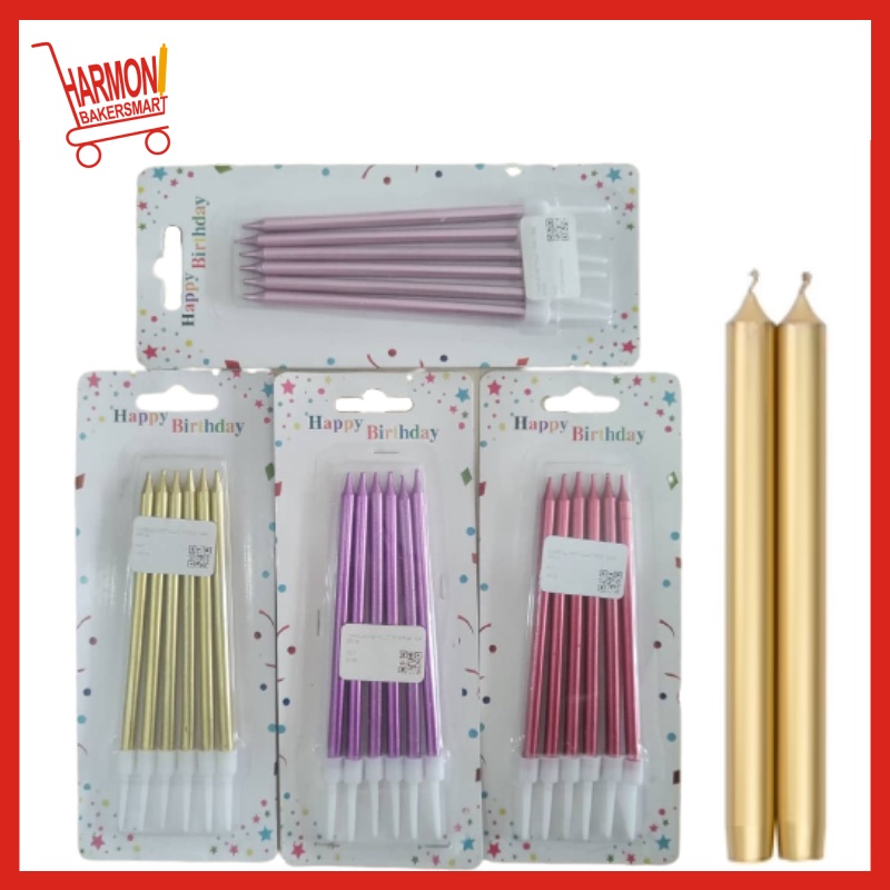 Candle Metallic - RED/PINK/PURPLE/GOLD (6pcs) | Shopee Malaysia