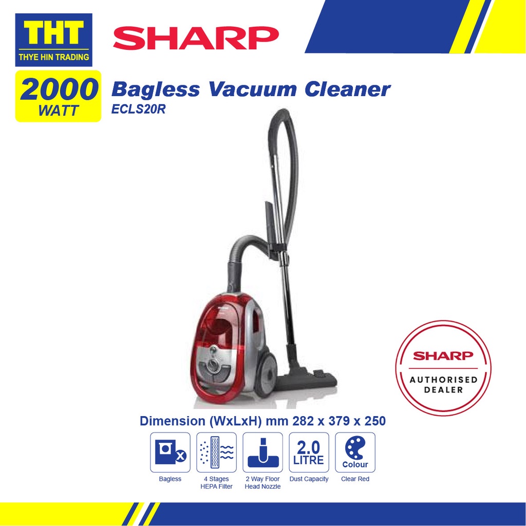 Sharp (2000W) Bagless Vacuum Cleaner ECLS20R | Shopee Malaysia