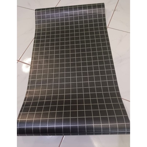 HITAM Wall wallpaper 45cm x 10m embossed gh260 black polka dot gingham ...