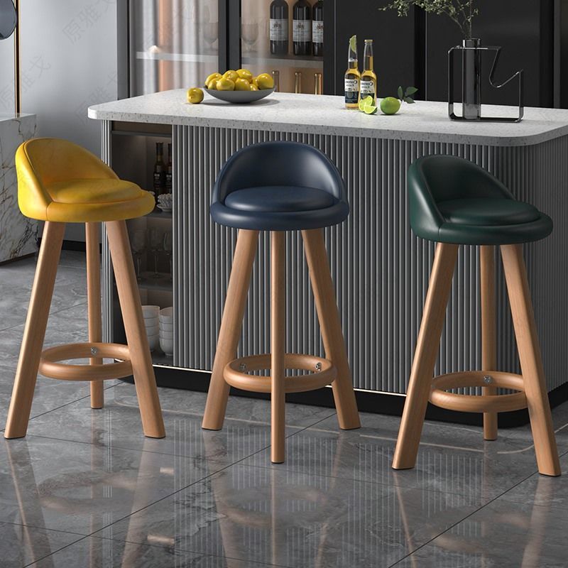 Nordic bar chair high stool back chair simple and luxurious high stool ...