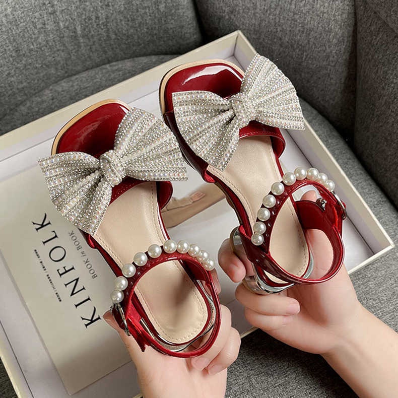 Angugu Girls Summer Sandals 2022 New Children Girls Rhinestone High Heel Princess Sandals ...