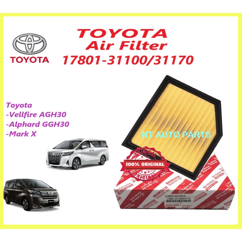 Toyota Air Filter - 17801-31100 & 17801-31170 - Toyota Mark X ...