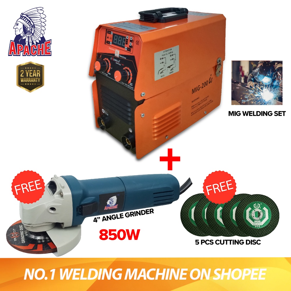 APACHE ExoWELD MIG-200IE 4IN1Gasless Portable Inverter MMA MIG ARC TIG ...