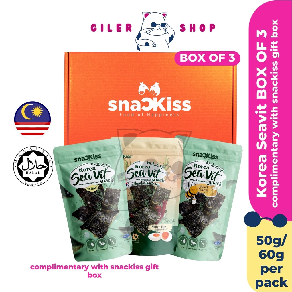 Box of 3 Korea Seavit Gift Box Seaweed Snack Gift Set | Korea Seaweed ...