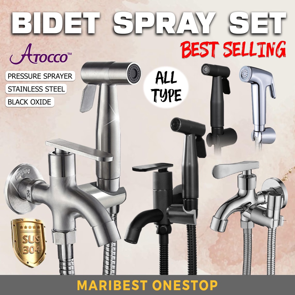Stainless Steel Bidet Spray Set Toilet Bidet Spray 2 Way Water Tap ...