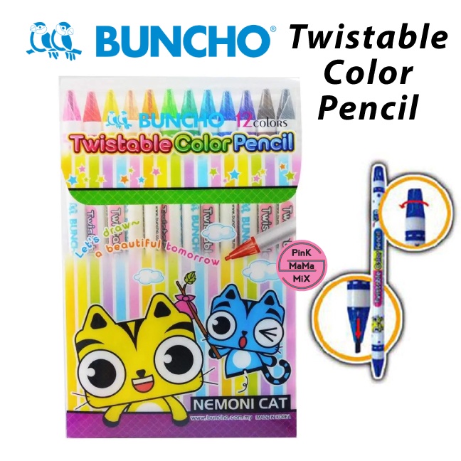 Buncho Twistable Color Pencil - 12 Colors | Shopee Malaysia