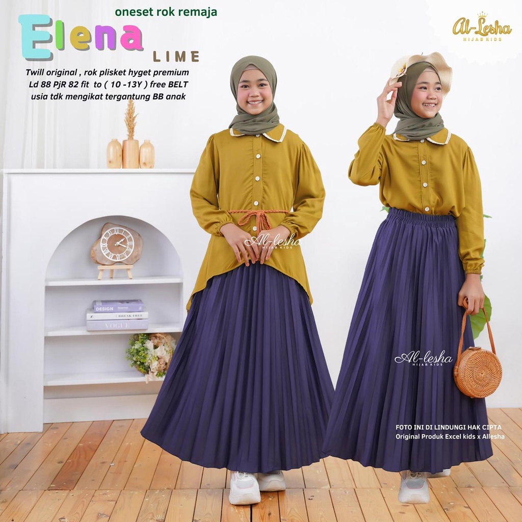 [ORI 100% EXCEL] ELENA ONE SET Skirt REMAKA DRESS KIDS Girls Clothing ...