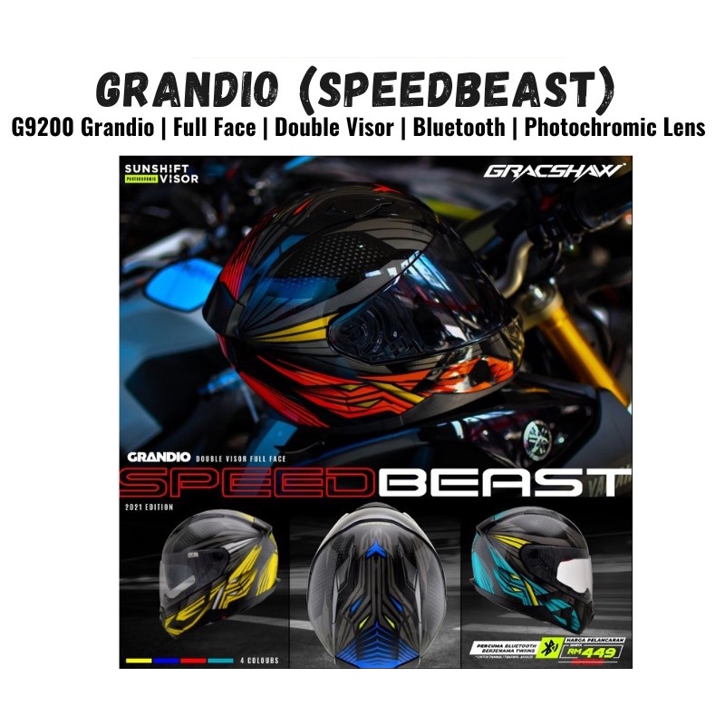 Gracshaw G9200 Full Face Helmet-Gandio-Speedbeast-Double visor ...