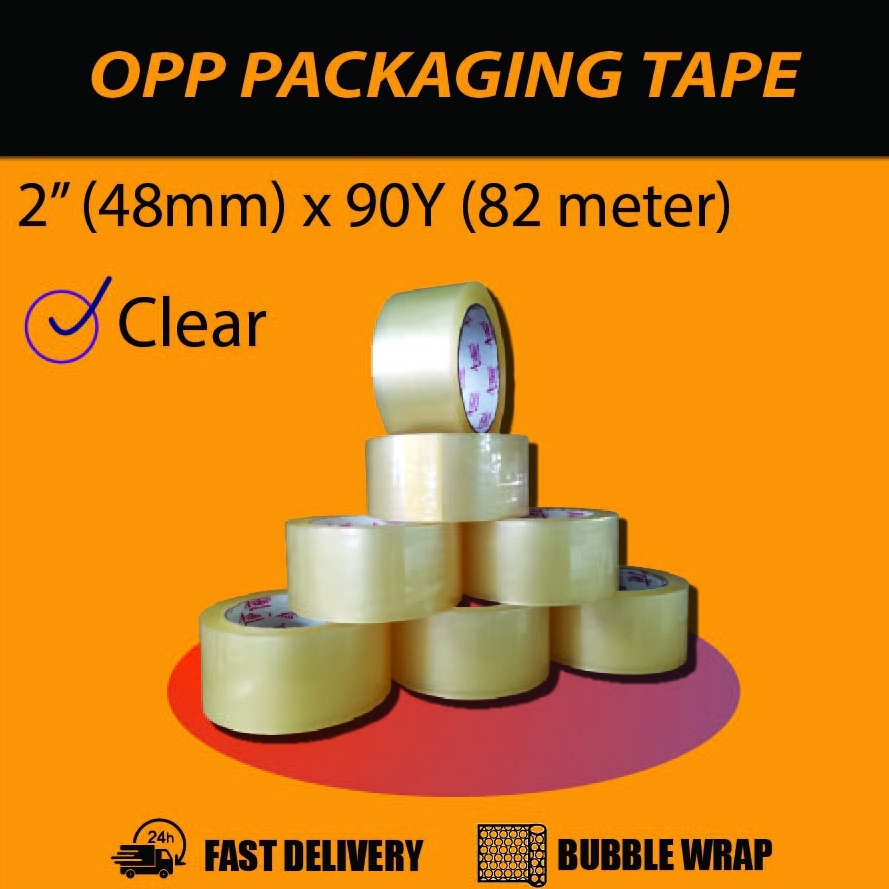 𝗦𝗧𝗥𝗢𝗡𝗚 𝗩𝗜𝗦𝗖𝗢𝗦𝗜𝗧𝗬 》 48MM X 90Y (82 meter) OPP TRANSPARENT TAPE / Selefon ...