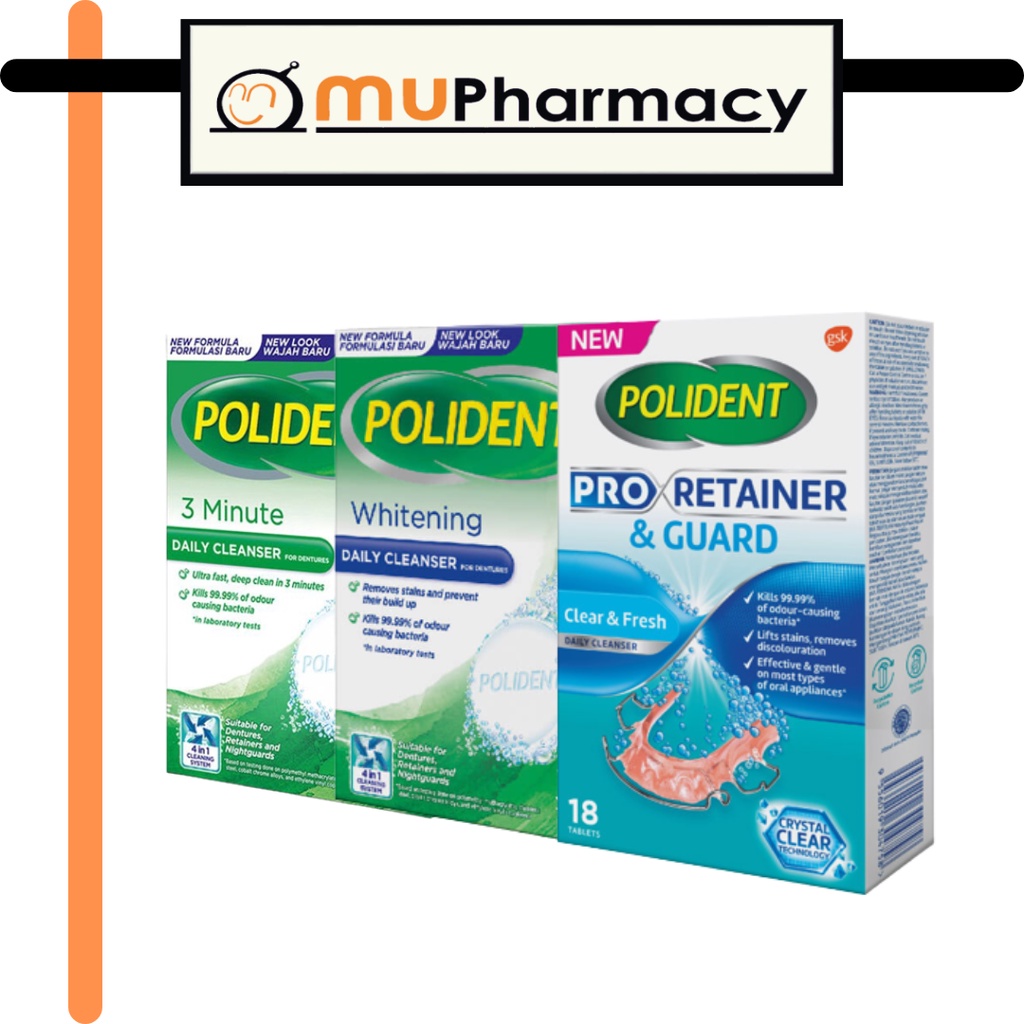 Polident Denture Cleanser 36's (3 Minute Anti-Bacterial / Whitening ...
