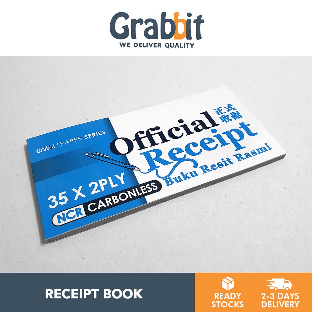 GRABBIT Official Receipt Book NCR Carbonless 2ply | Buku Resit GRAB | Shopee Malaysia