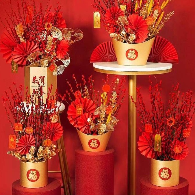 Chinese New Year Ingots Shape box festival flower arrangement gift box ...
