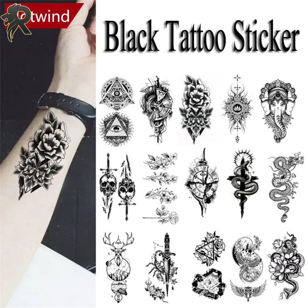 RL HOTWIND Temporary Small Fresh Black Tattoo Stickers Waterproof Long ...