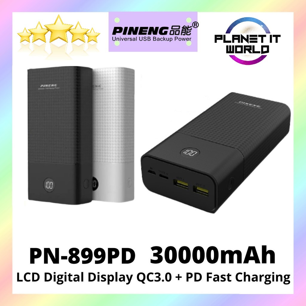 PINENG PN-899 PD 30000mAh Fast Charge Power bank QC 3.0 + PD Quick ...