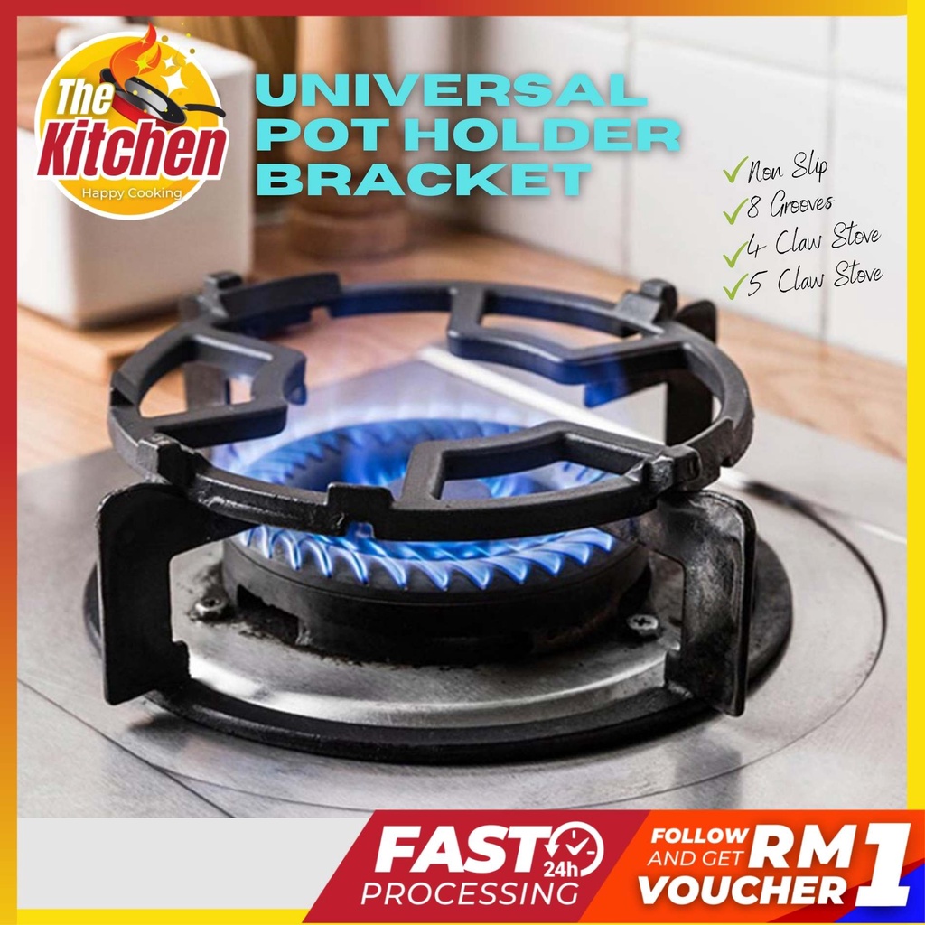 Universal Pot Cast Iron Holder Bracket 8 Grooves Ring Anti-Slip Kitchen ...