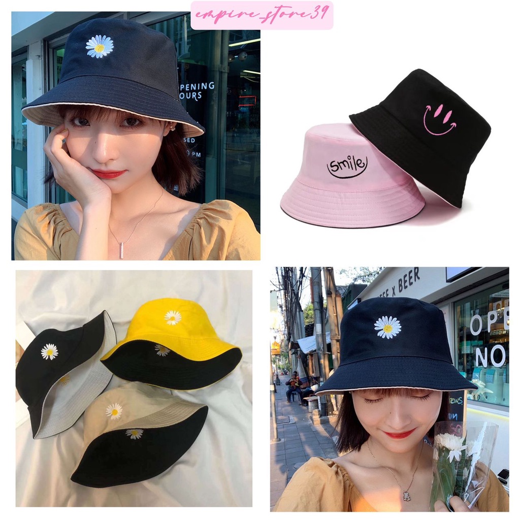 🔥ready stock🔥TwoSided Fisherman Hats Small Daisy Embroidery Bucket Hat ...