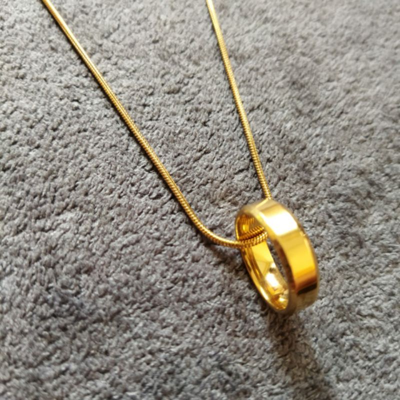 Genuine TITANIUM Gold And SILVER Necklace+Real TITANIUM Ring | Shopee ...