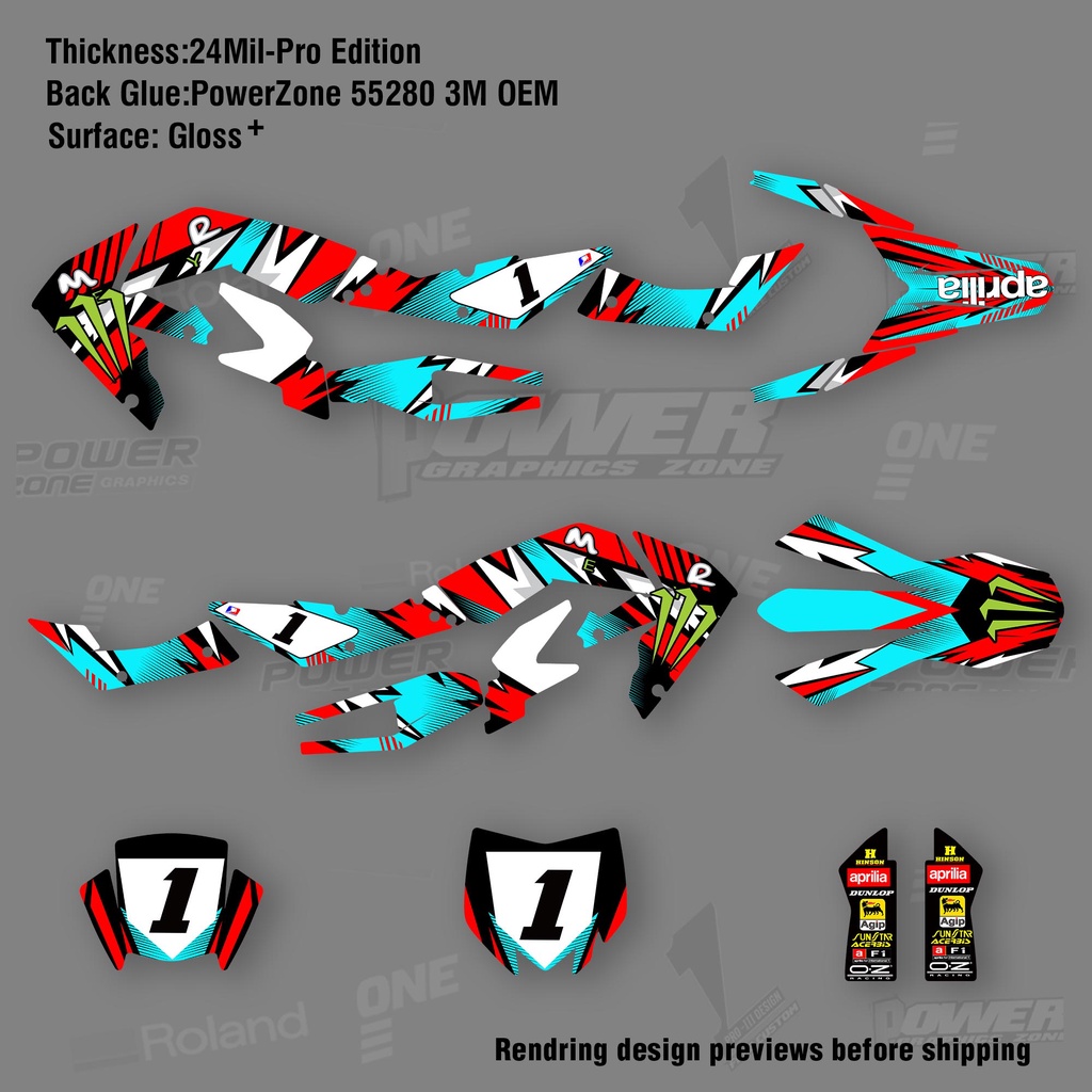 PowerZone Custom Team Graphics Decals 3M Stickers Kit For APRILIA SXV ...