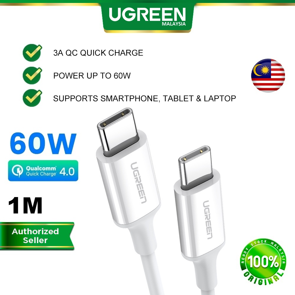 UGREEN USB C To Type C Cable PD 60W 3A Qualcomm 3.0 QC Quick Charge ...
