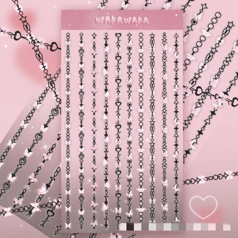 Black Pink Bow Chain Sticker Bead Chain Pattern Toploader Decorative ...