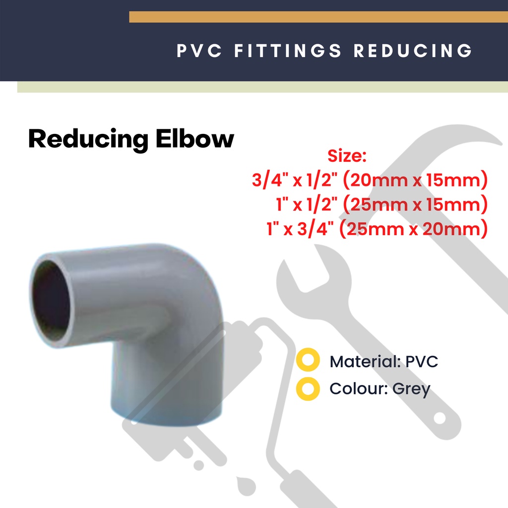 PVC Reducing Elbow| Paip Kelabu | Reducing Fitting | Penyambung Paip ...