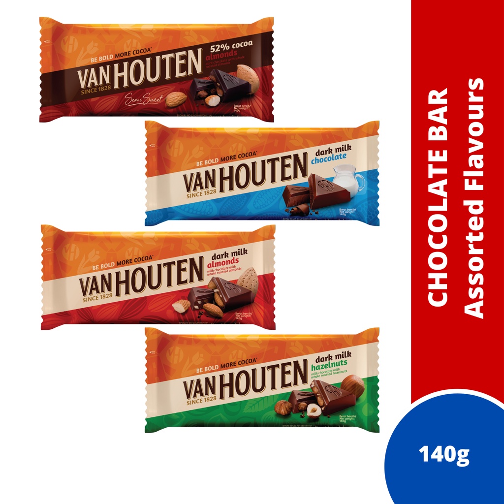 Van Houten Dark Milk Chocolate Bar Assorted Flavours 140g | Shopee Malaysia
