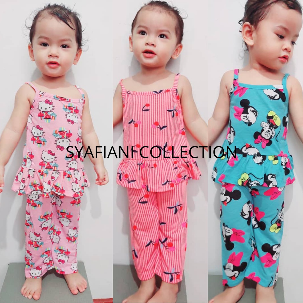 PALAZO KIDS SET/SET COMBO PAKAIAN BUDAK PEREMPUAN /SET SINGLET COTTON ...