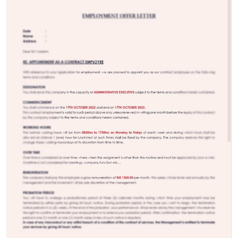 Employment Contract - Offer Letter | Shopee Malaysia