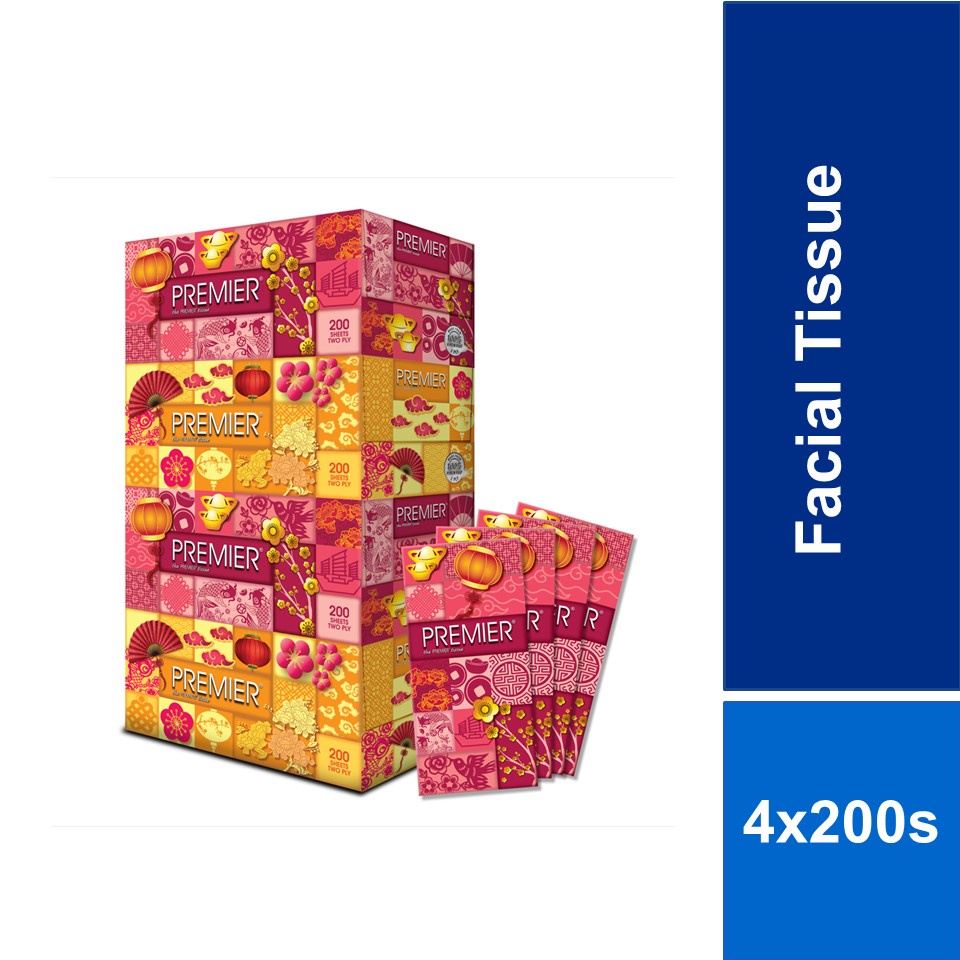 Premier CNY Facial Tissue 4x200s with Free Ang Pau pack | Shopee Malaysia