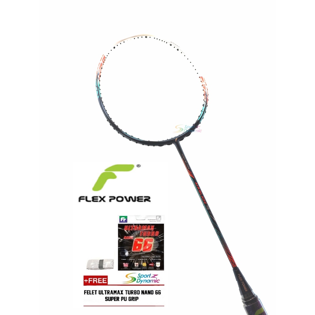 FLEX POWER AIR BLADE 78 BADMINTON RACKET (WHITE/BLACK)(FREE FELET ...