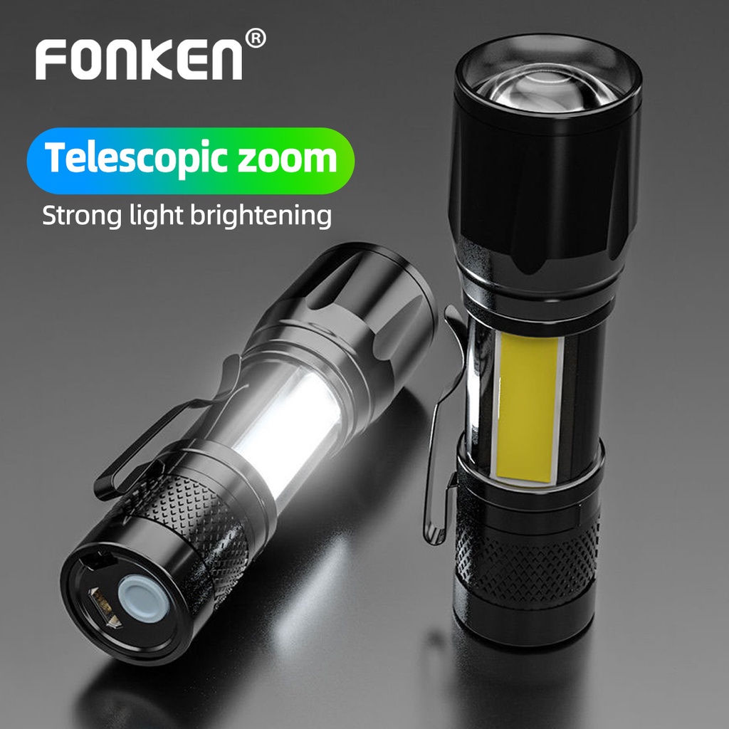 Fonken Rechargeable Flashlight LED Flashlight Zoom Torch Outdoor ...