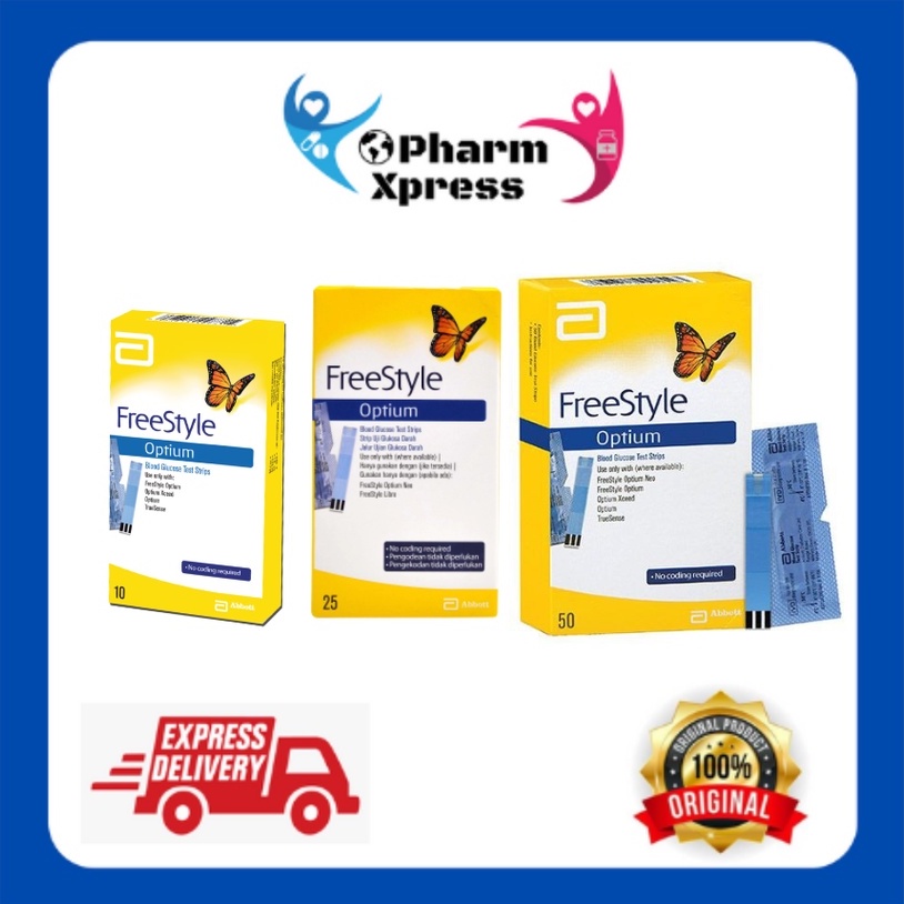 FreeStyle Optium Strips 10s/25s/50s (50's free 10's alcohol swabs ...