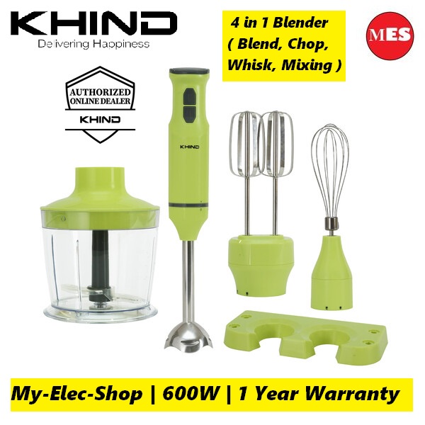 Khind 600W 4 In 1 Hand Blender BH600AS c/w Blend, Chop, Whisk & Mixing ...