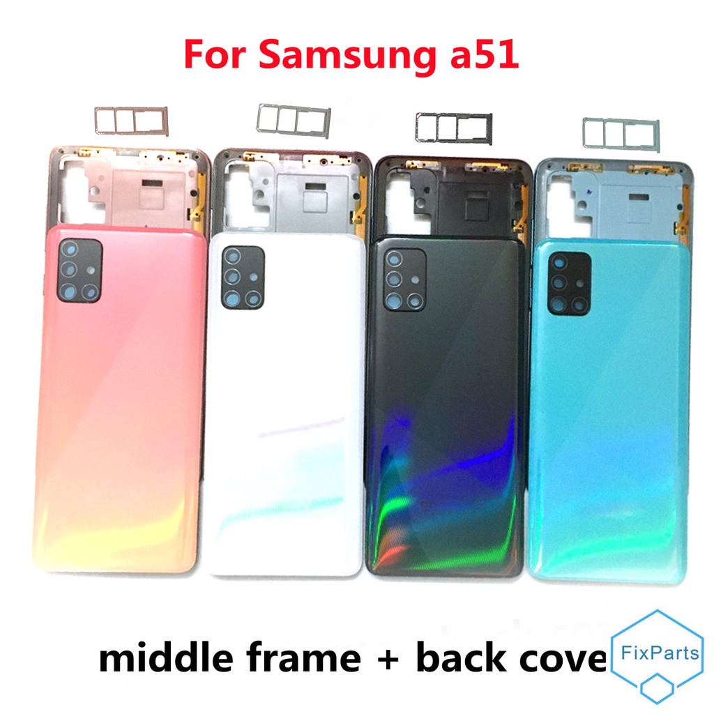 For Samsung Galaxy A51 Housing Middle Frame+Battery Back Cover Rear ...