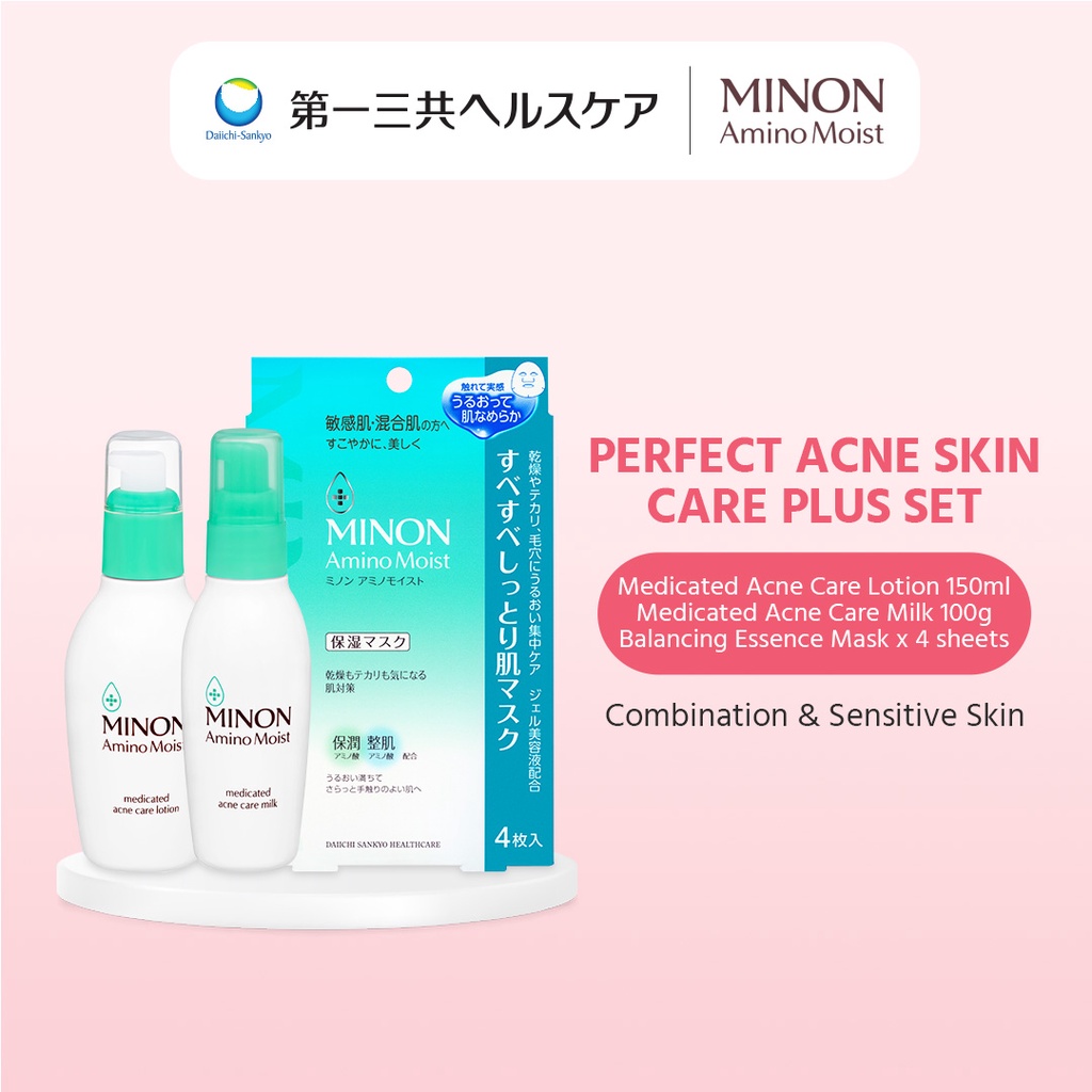MINON Perfect Acne Skin Care Plus Set Pore and Oily Combination Skin ...