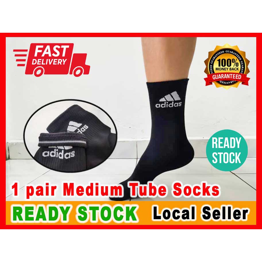 1 pair Adidas Medium Tube Socks Unisex Sarung Kaki Lelaki Perempuan ...