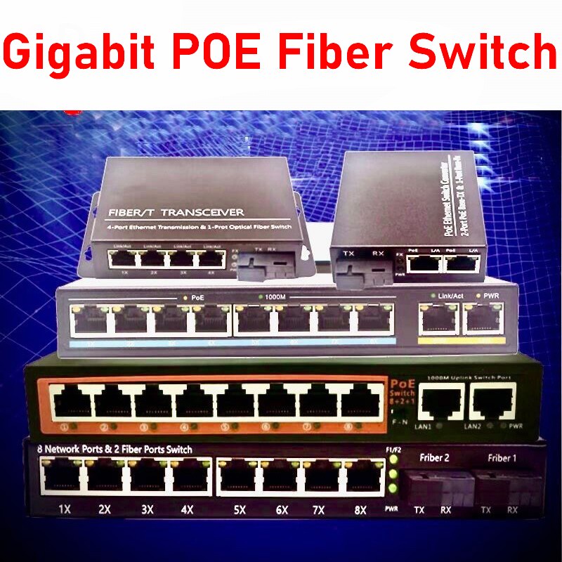 PoE Fiber Switch Uplink Fast Ethernet switch POE Ethernet Media ...