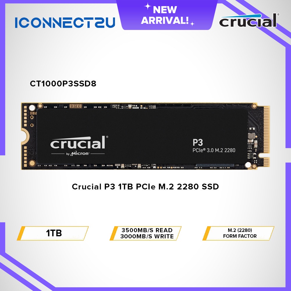 Crucial P3 1TB PCIe 3.0 NVMe M.2 2280 SSD - CT1000P3SSD8 | Shopee Malaysia
