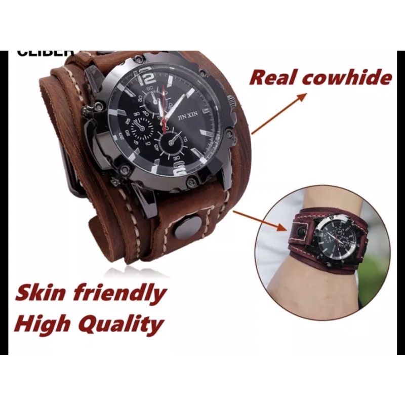 Ready Stock】Punk Gothic Rock Cuspidal Spikes Rivet Watch Bracelet Cone ...