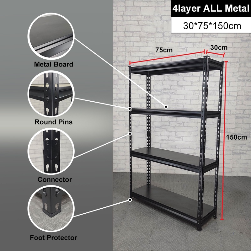 3/4/5 Tier Heavy Duty Rack Rak Besi Bertingkat Metal Adjustable ...
