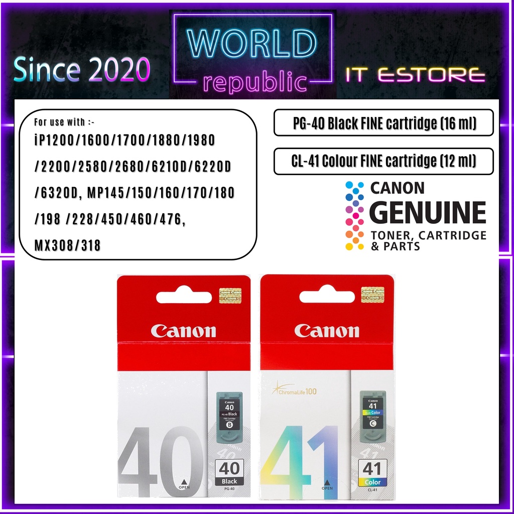 CANON INK 40 PG40 PG-40 BLACK / 41 CL41 CL-41 COLOR ORIGINAL | Shopee ...