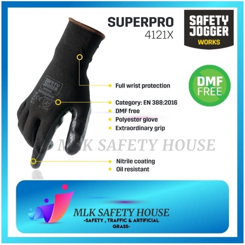 Safety Jogger Work Gloves - SUPERPRO 4121X Gloves With Black Nitrile ...