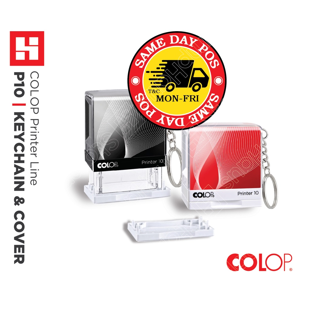 SAME DAY POS * Rubber Stamp * COLOP Printer Line Self-Inking Stamp P10 (Keychain & Cover ...