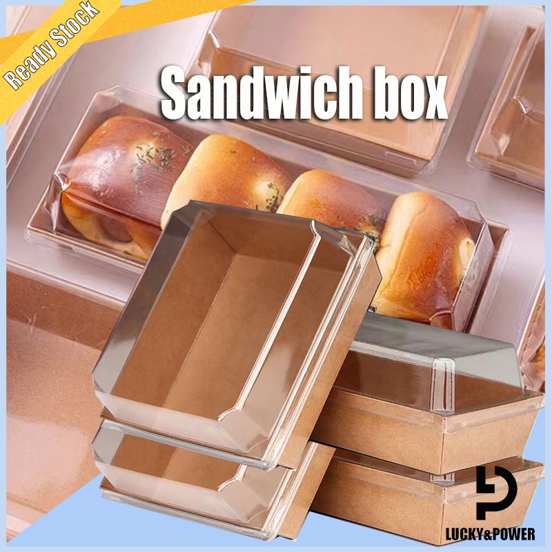 Sandwich box square Rectangular Kraft paper disposable snack 4 inch ...