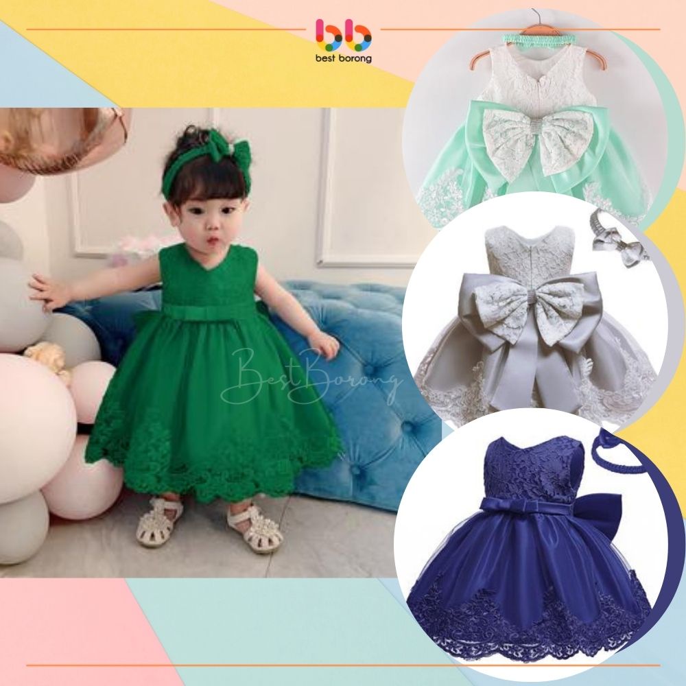 Baby Girl Wedding Lace Dress Children Kids Birthday Party Dresses Gaun ...