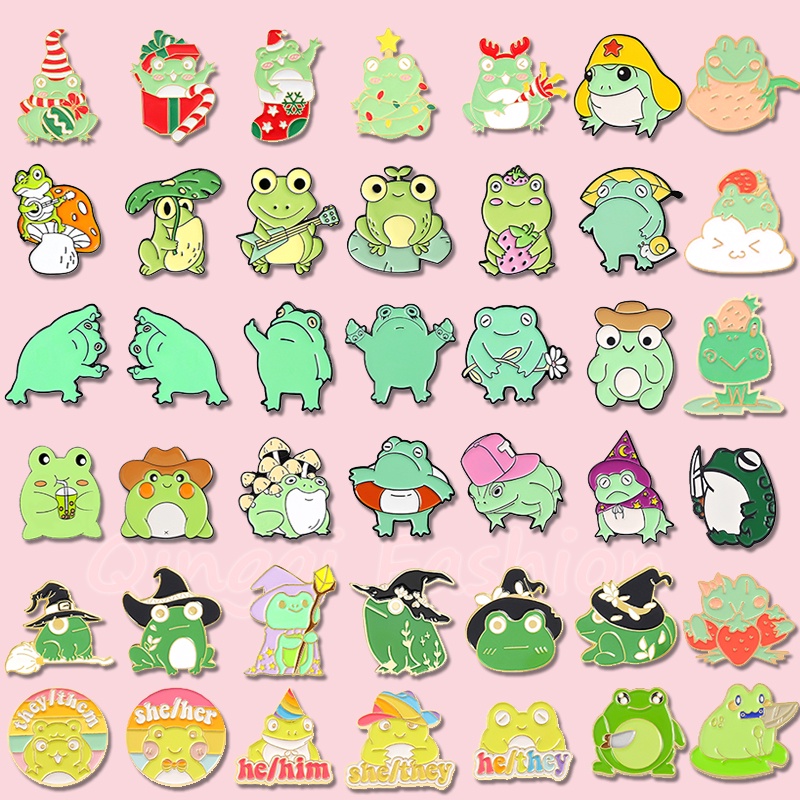 Cute Frog Enamel Pin Funny Gesture Frog Brooches Badge Anime Froggy ...