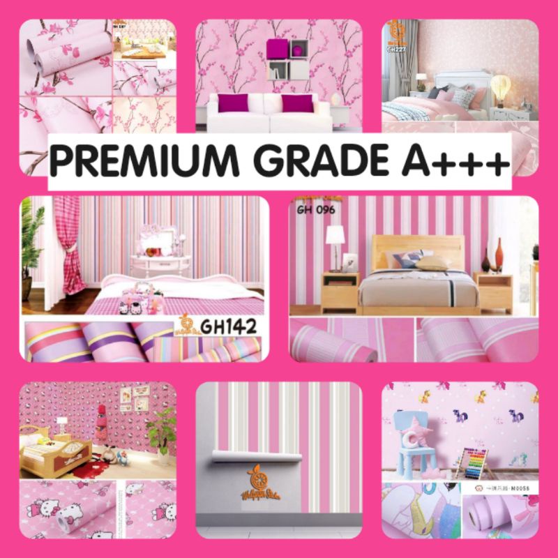 Wallpaper Room Wall Stickers Pink Motif Wallpaper M2M Wallpaper Living ...
