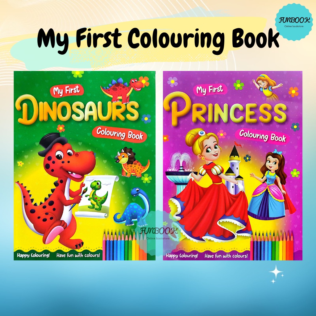 [FUNBOOK] My First Princess / Dinosaurs Colouring Book 填色簿 buku mewarna ...