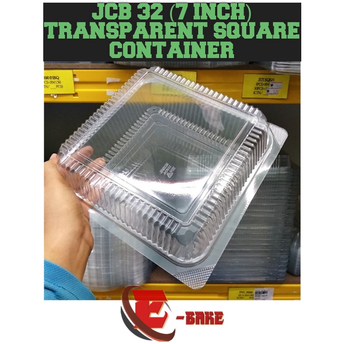 JCB 32 ( 7 INCH) TRANSPARENT SQUARE CONTAINER (5PCS) | (10PCS) | Shopee ...