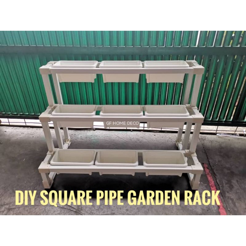 (1.5M )5 FEET PVC SQUARE PIPE /DIY SELF STORANGE RACK/STAND GARDEN ...